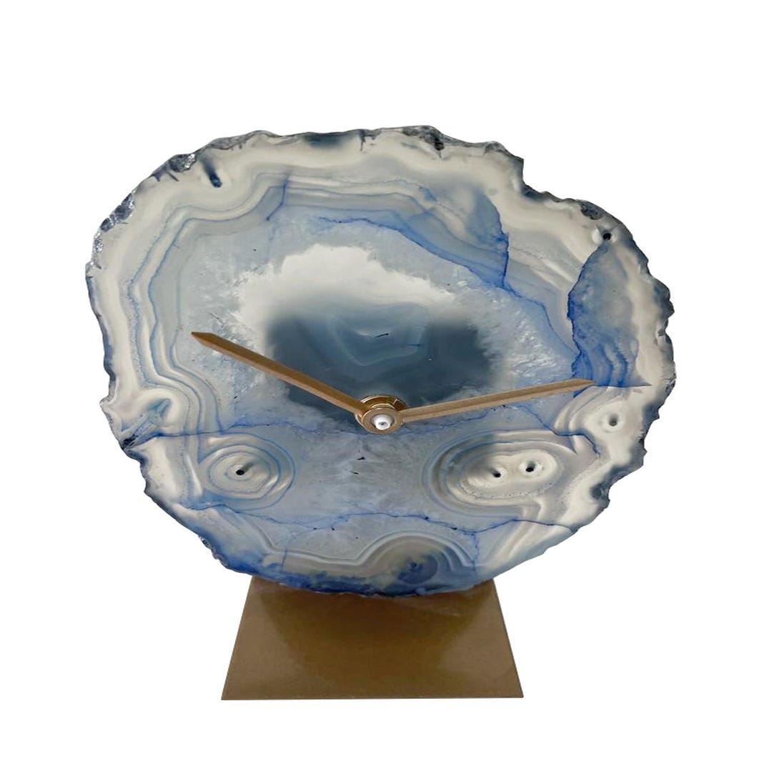 Agate Desk Clock Unique Natural Stone Clock for Nightstand Modern Boho ...