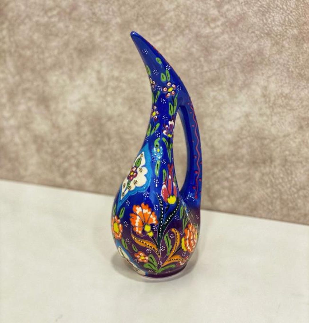 Turkish Ceramic Vase Pelican Design Decorative Flower Vase Hand Painted ...