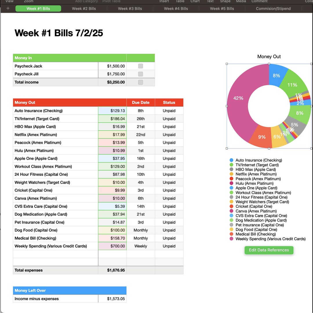 Simple Monthly Bill Payment Tracker Spreadsheet - Etsy