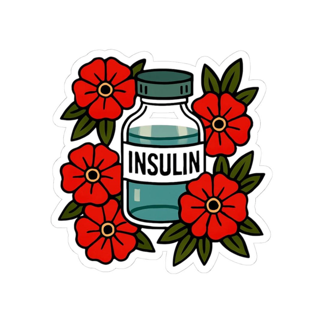 Floral Insulin Kiss-cut Stickers, Diabetes Awareness Decals, Gift for ...