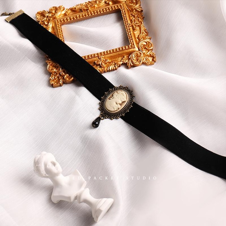 Victorian Velvet Choker: Hand-carved Cameo, Personalized Gift, Gift for ...