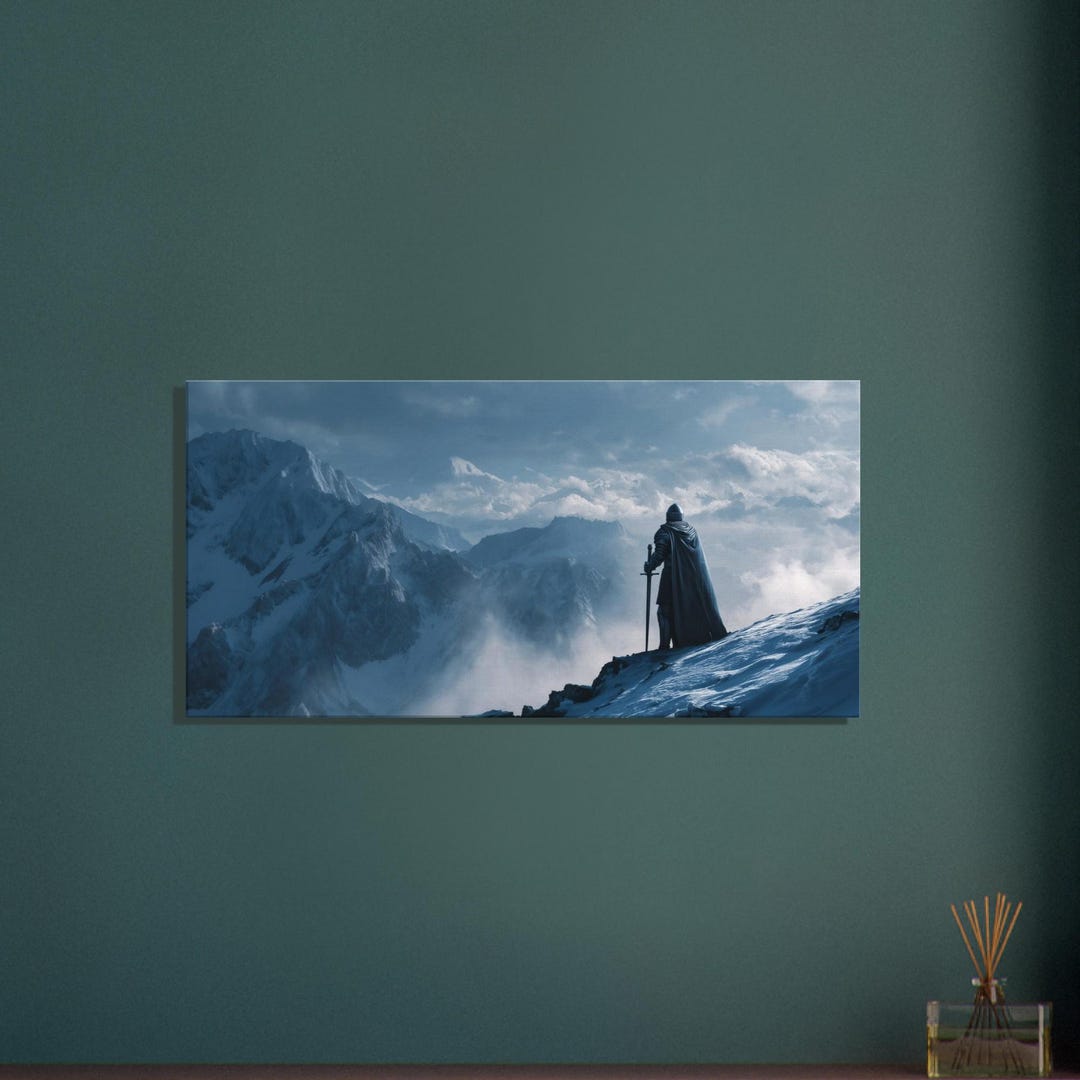 Knight on Snowy Mountain – Epic Fantasy Wall Art for Home or Office - Etsy