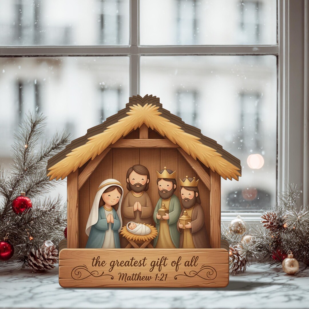 Custom Nativity Scene Christmas Decor, Holy Family Figurine Sign ...