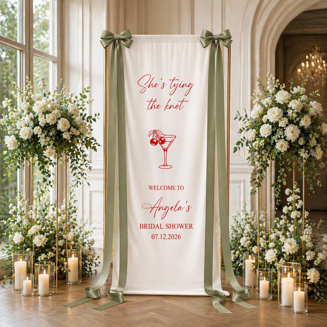 She’s Tying the Knot Bridal Shower Banner, Personalized Cocktail Party ...