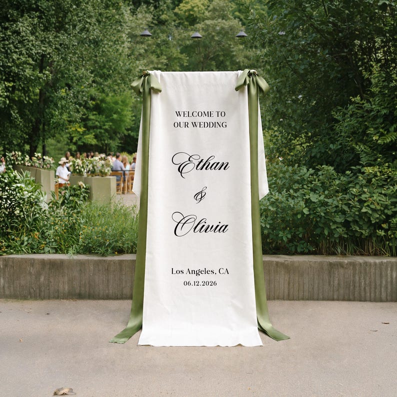 Personalized Wedding Welcome Banner, Elegant Ceremony Backdrop Banner ...