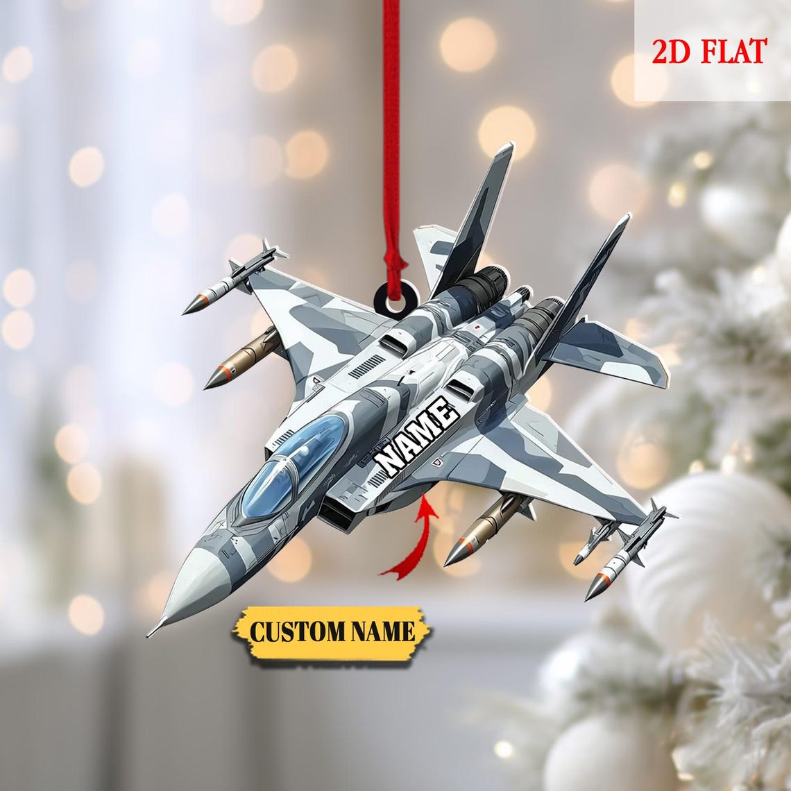 Fighter Jet Ornament, Custom Name Pilot Gift, Personalized Air Force ...