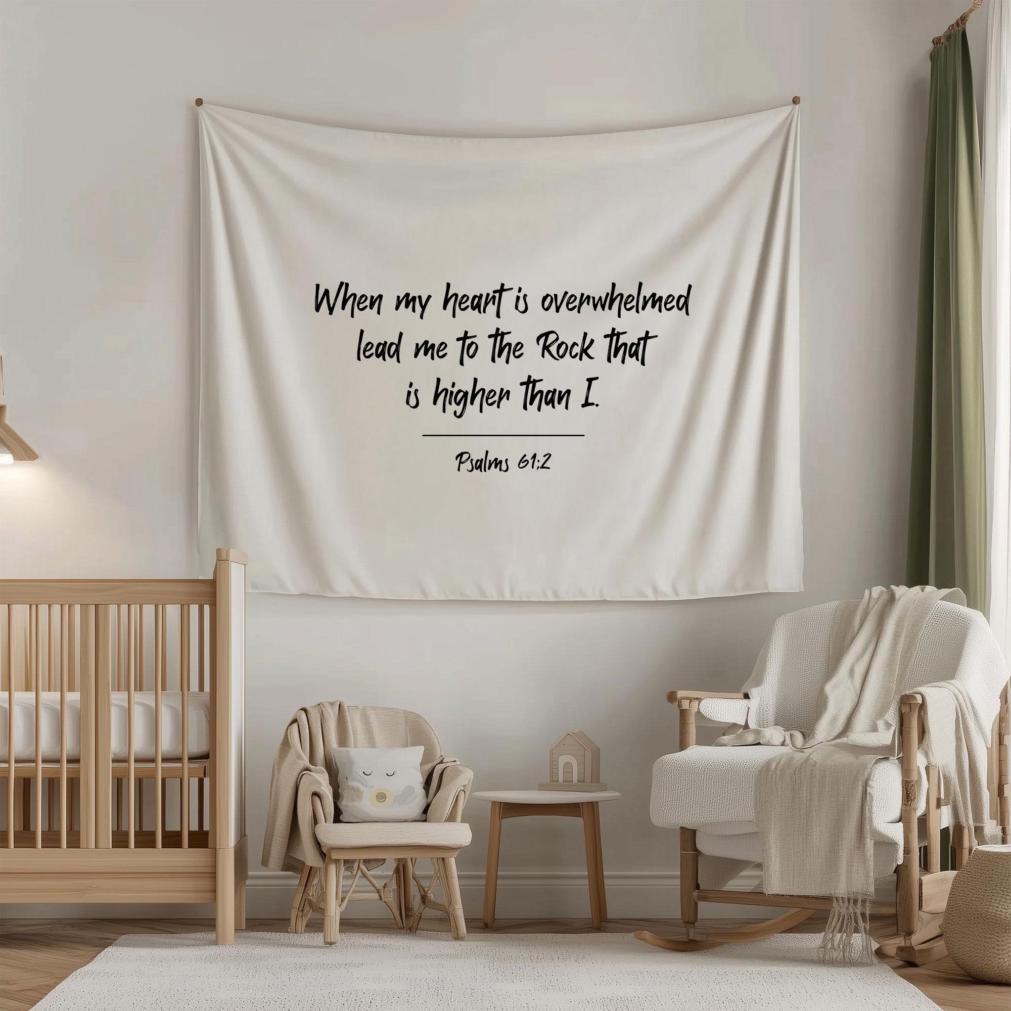 Custom Bible Verse Scripture Banner, Psalm 61:2 Christian Wall Tapestry ...
