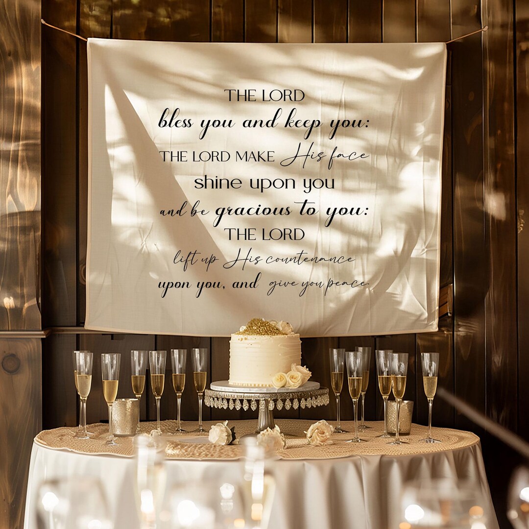 Christian Wedding Backdrop With Bible Verse, Scripture Banner for ...