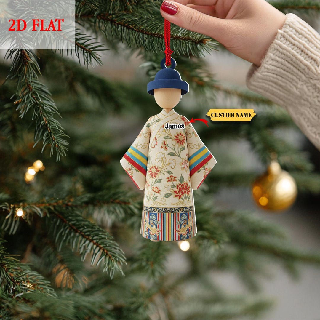 Personalized Korean Hanbok Ornament, Custom Name Asian Cultural ...