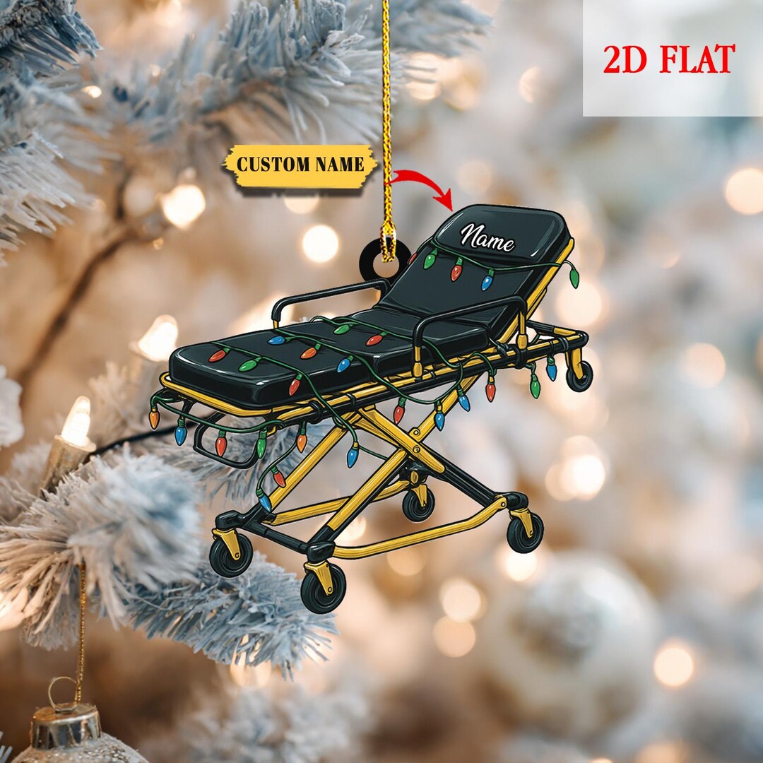Custom Medicine Hospital Bed Christmas 2D Flat Ornament, Personalized ...