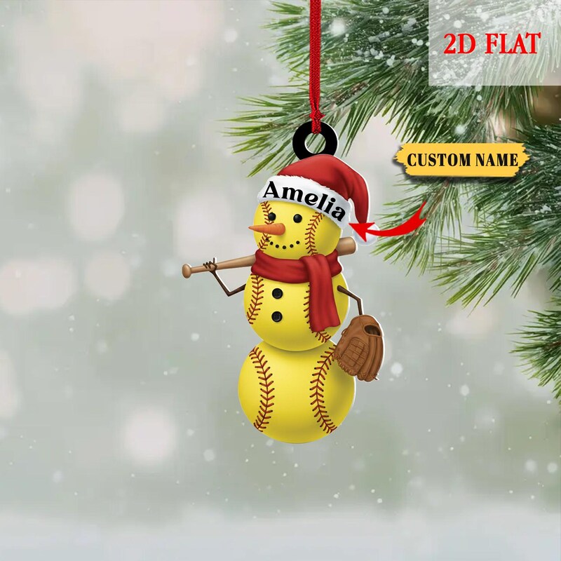 Softball Ornament Snowman - Etsy