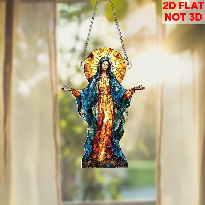 Virgin Mary Window Hanging, Catholic Home Decor, Marian Window Ornament ...