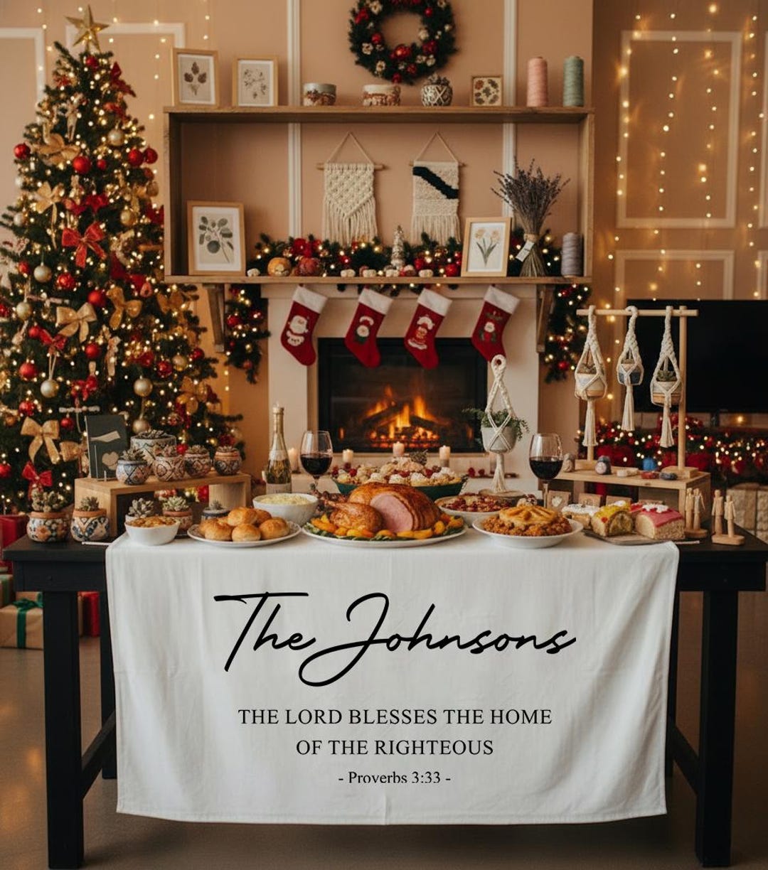 Personalized Family Table Runner, the Lord Blesses the Home of the ...