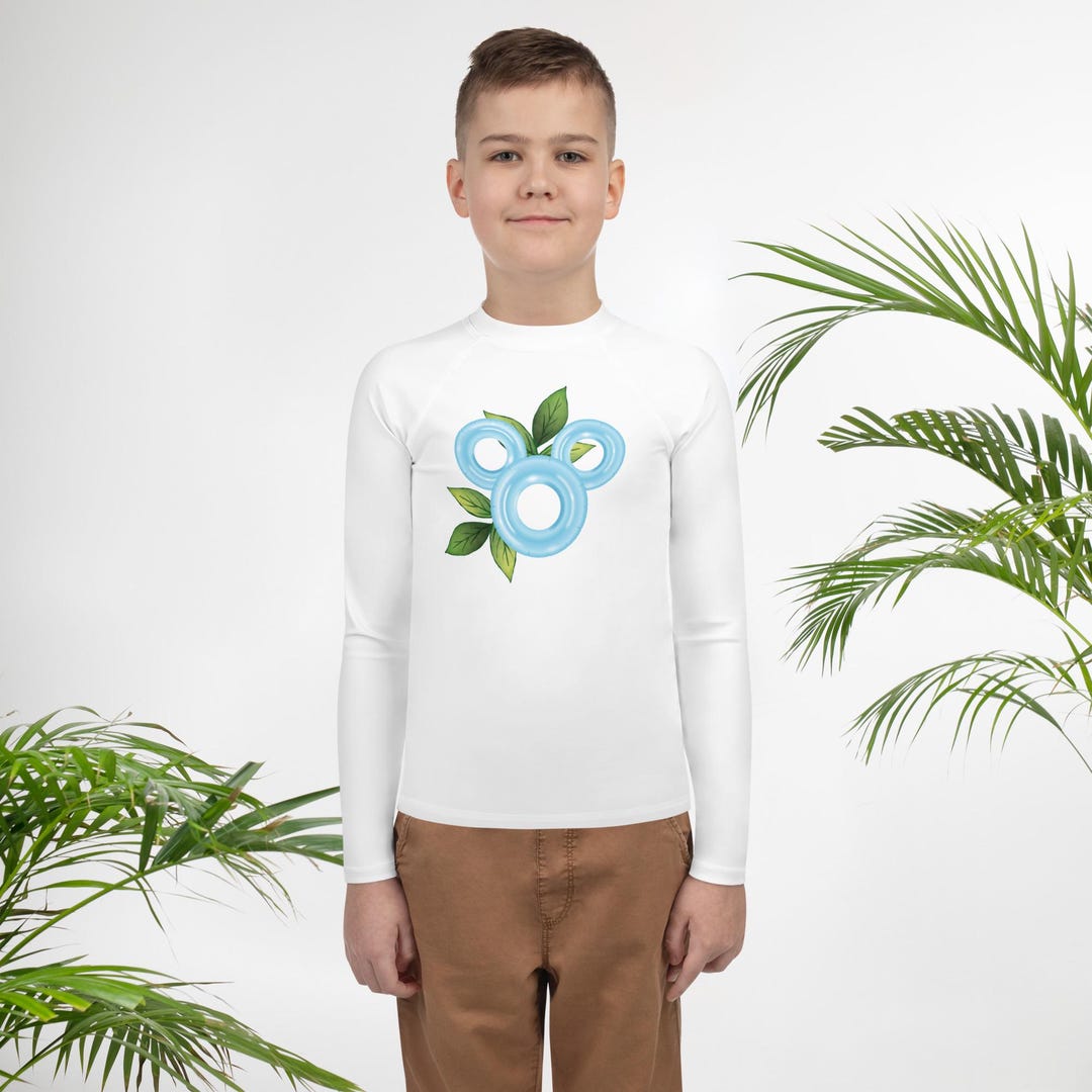 Kids Blue Rash Guard: Pool Party Float Ring Print, UPF 50+ - Etsy