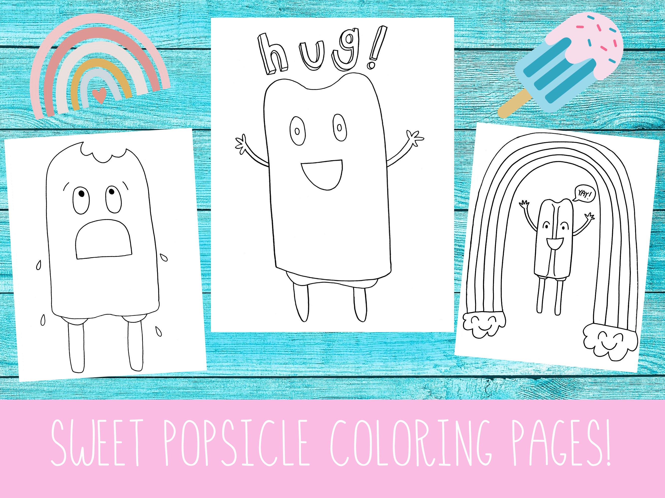 Sweet Popsicle Coloring Pages for Kids | Instant Printable for Summer ...
