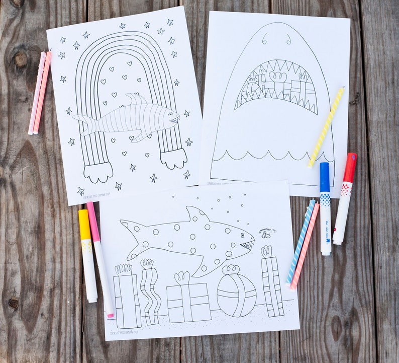 Happy Birthday Shark Kids Coloring Pages! Coloring Sheets for Kids and ...