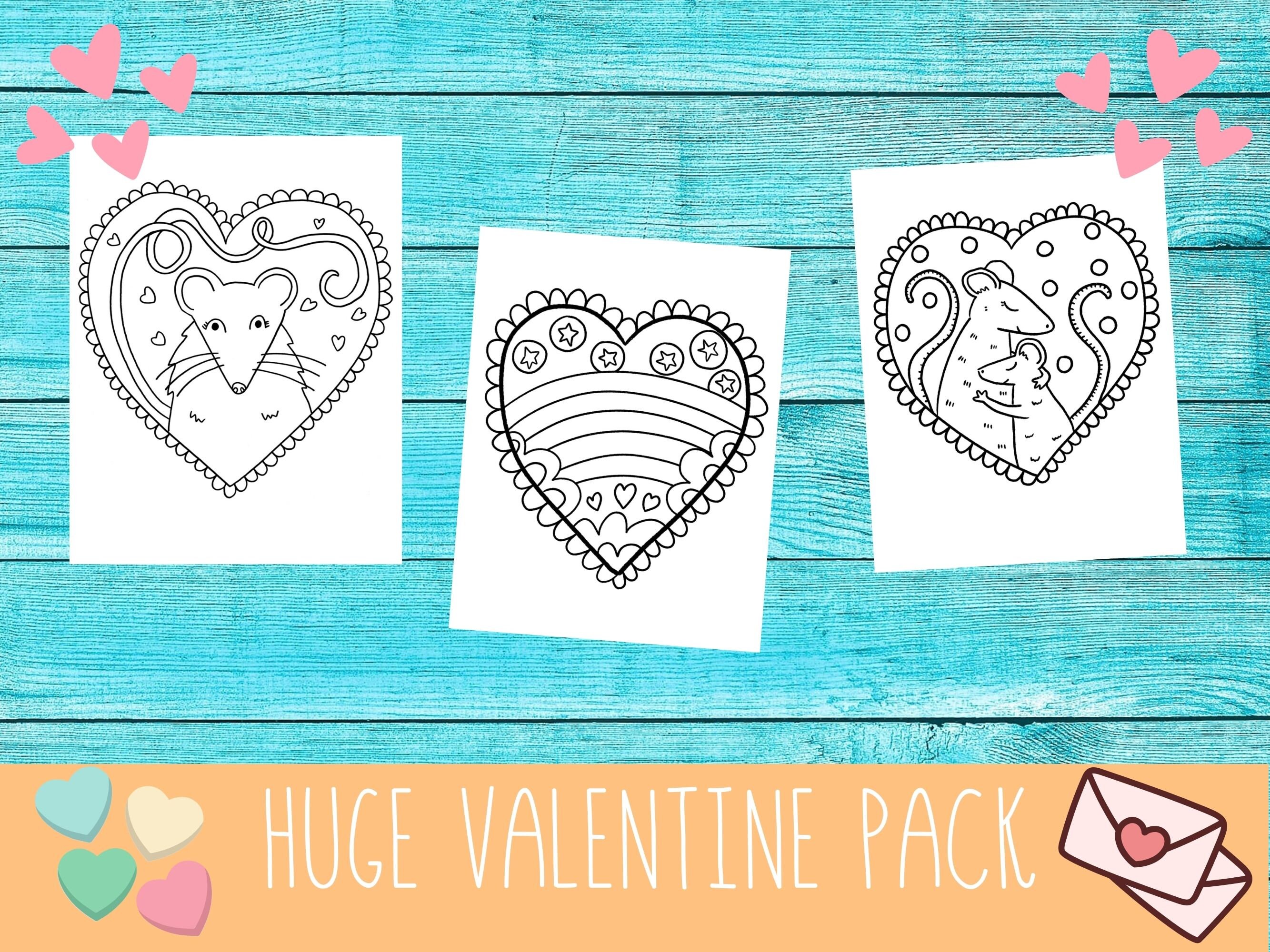 HUGE Valentine's Day Coloring Set Coloring Pages for Your - Etsy