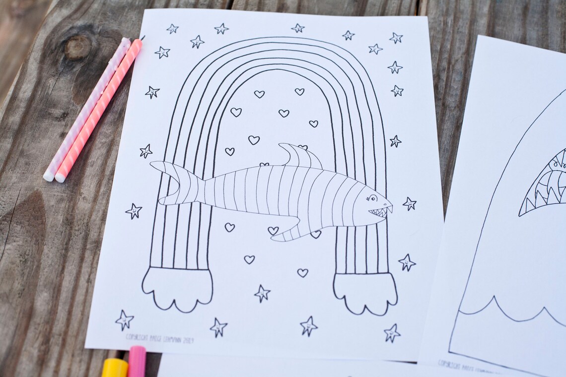 Happy Birthday Shark Kids Coloring Pages Coloring sheets for | Etsy