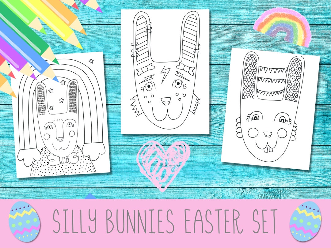 Easter Bunnies Coloring Pages for Kids! Great for Easter Egg Hunts and ...