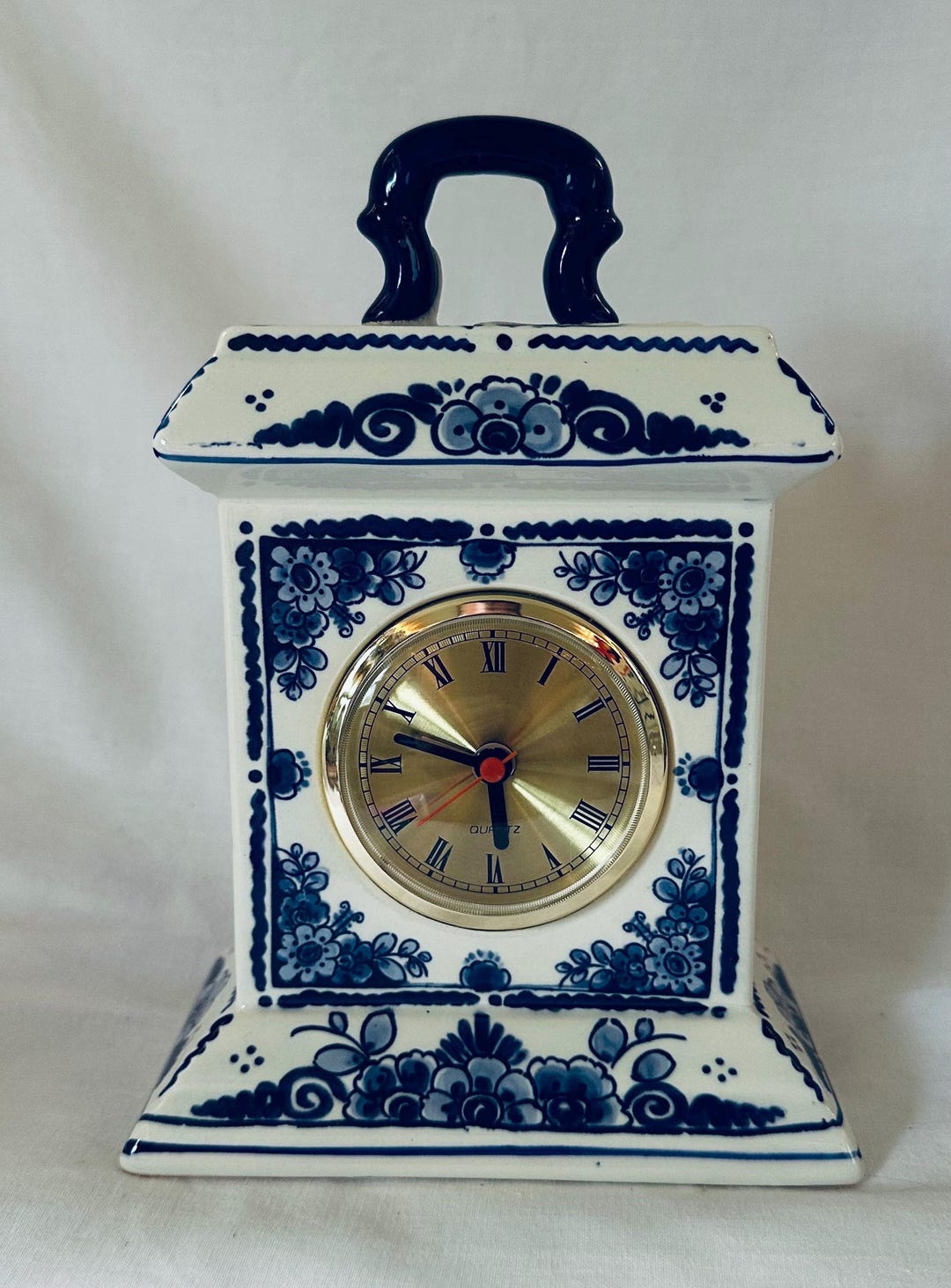 Vintage Delft Blue, Mantle Clock. Hand Painted. - Etsy