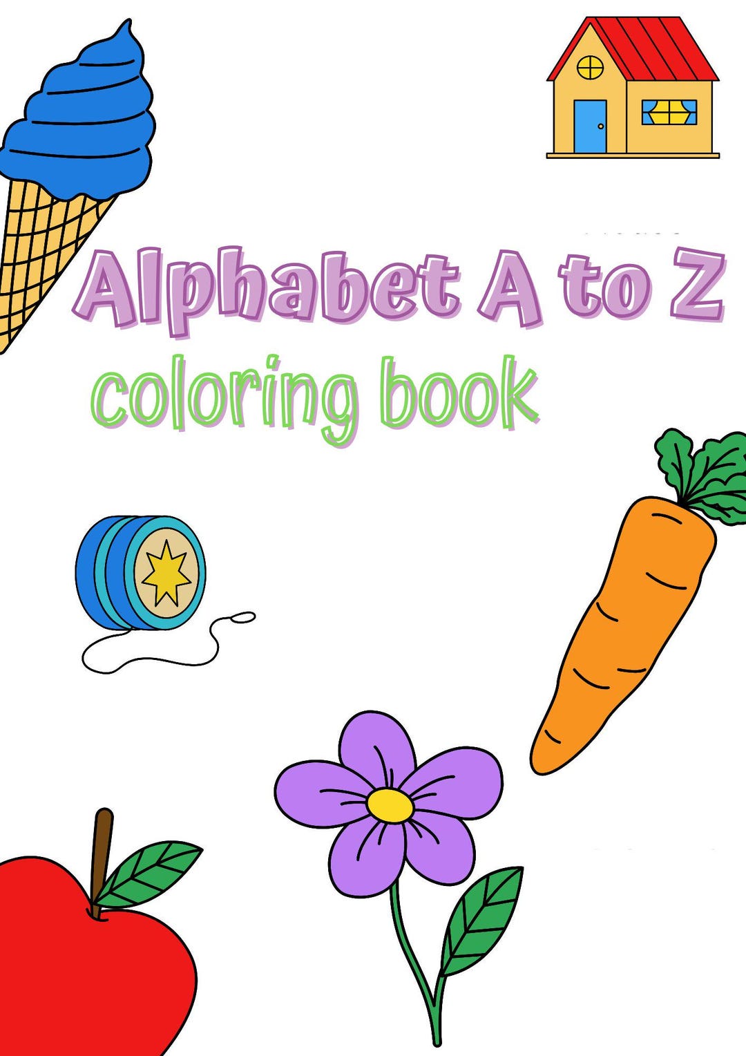 Alphabet A to Z Coloring Book - Fun and Educational Kids Activity - Etsy