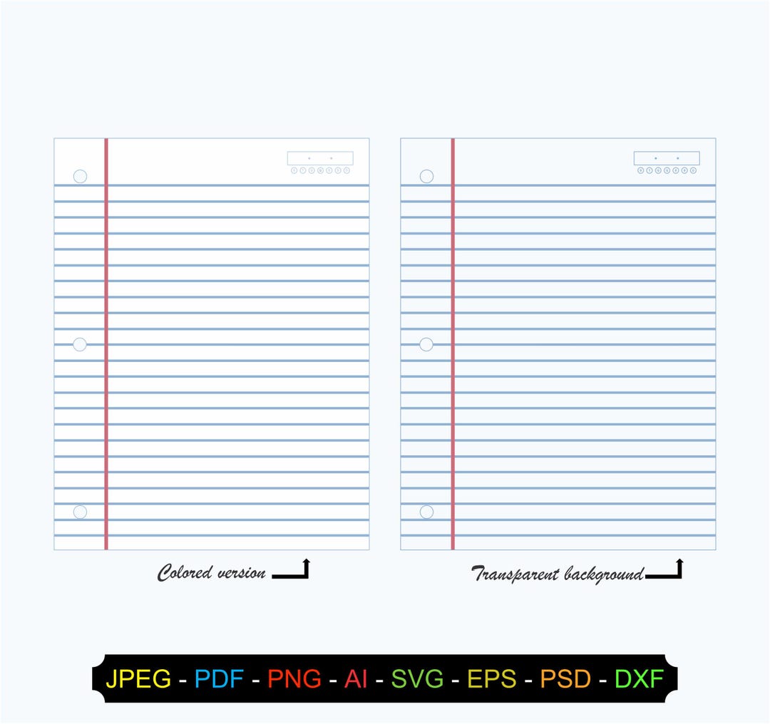 Printable Lined Paper Template Bundle | College Ruled Notebook Page ...