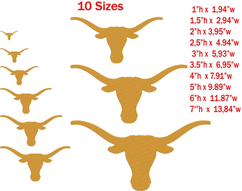 Longhorn Embroidery Design: Multiple Machine Formats (digital Download ...