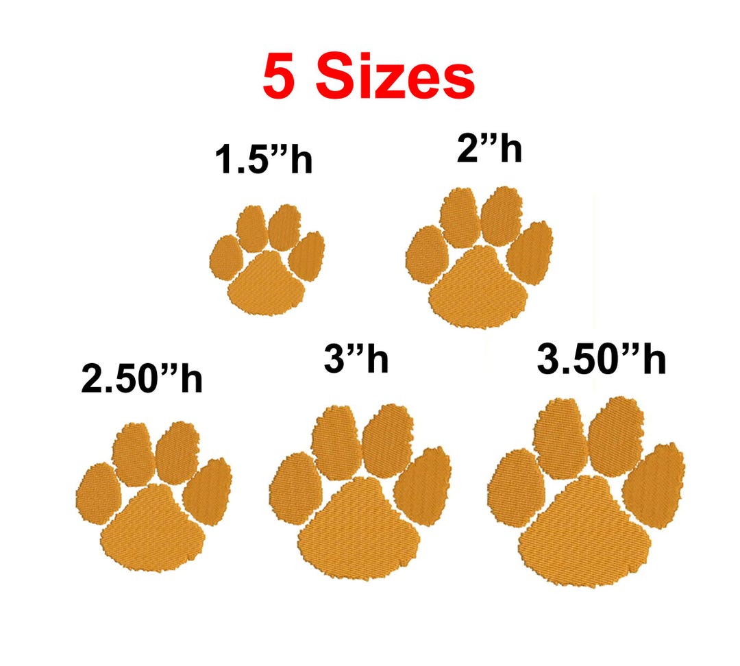 Tiger Paw Print Embroidery Design, Filled Stitch: Pet Design (instant ...