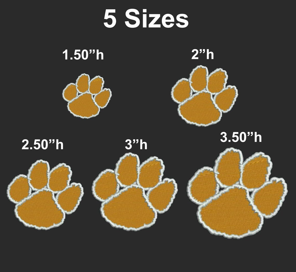Tiger Paw Embroidery Design With Outline : Multiple Formats (instant ...