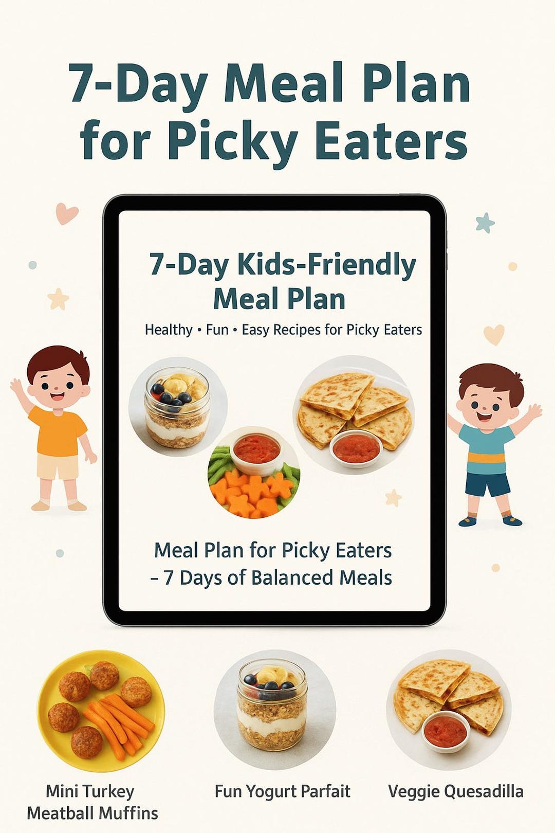 7-day Healthy Meal Plan for Kids (ages 7-13) – Printable PDF, Kid ...
