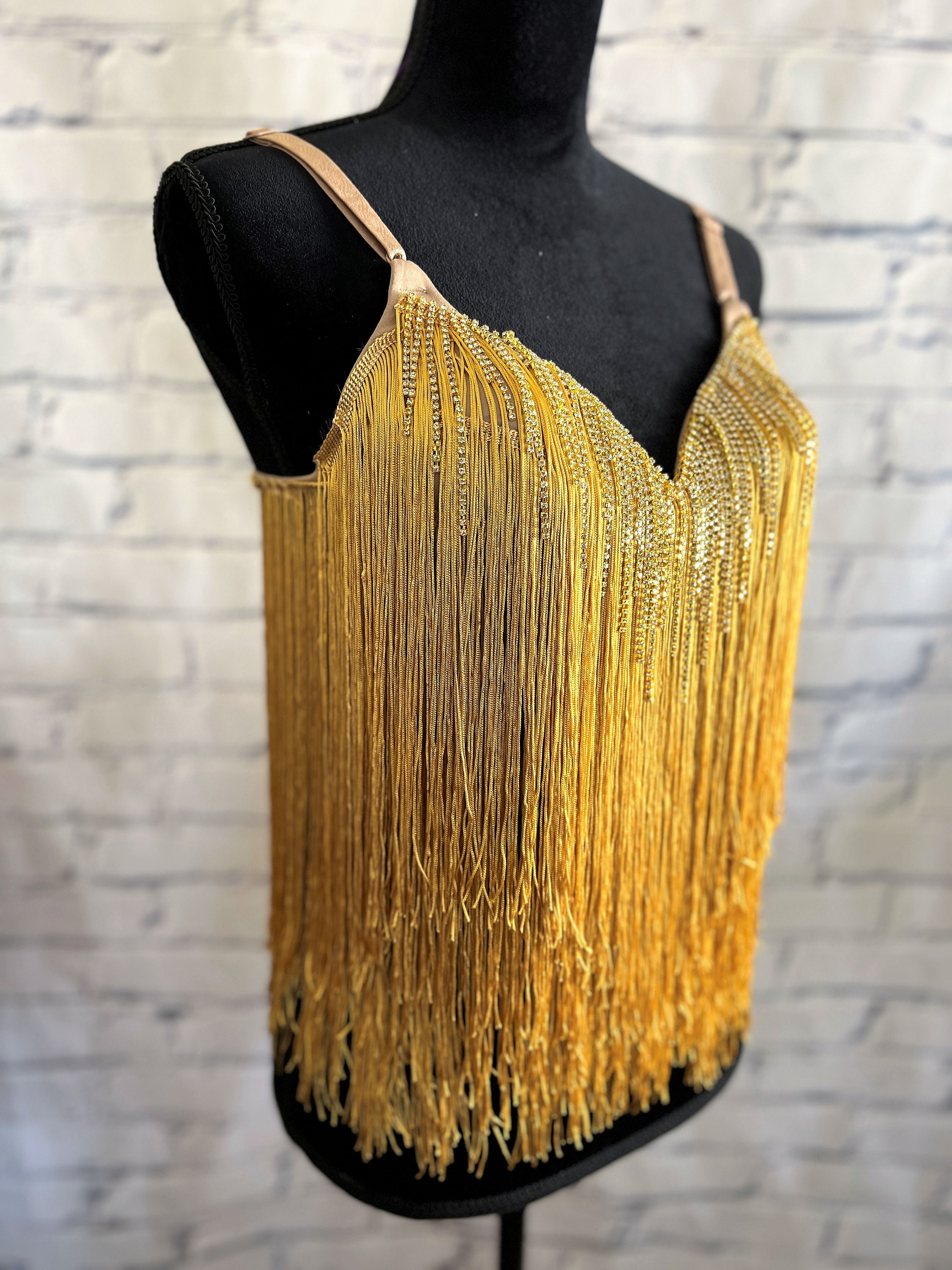 Bold and Fearless Gold Fringe Bra Top - Etsy