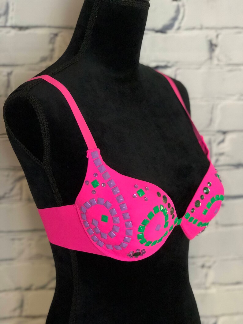 Pink Neon Rave Bra Perfect for Any Rave Outfit Edm Bra - Etsy