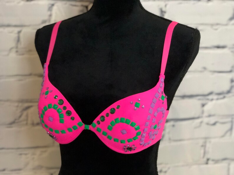 Pink Neon Rave Bra Perfect for Any Rave Outfit Edm Bra - Etsy