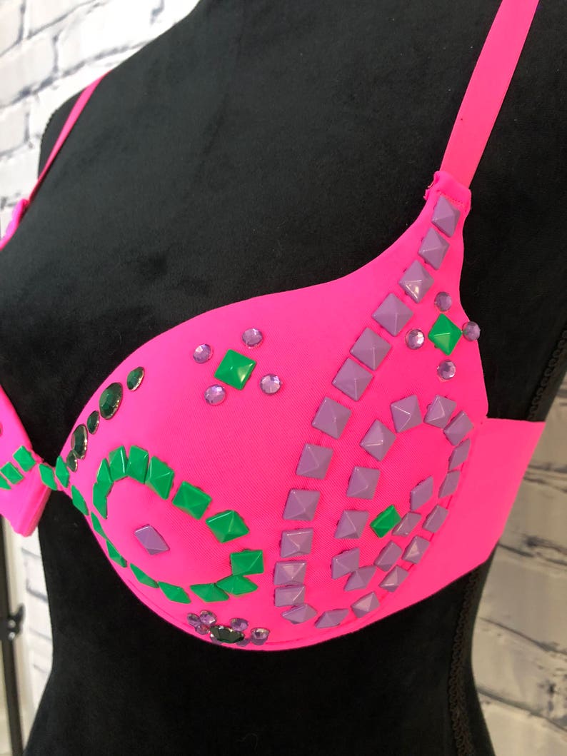 Pink Neon Rave Bra Perfect for Any Rave Outfit Edm Bra - Etsy
