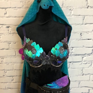 Handcrafted Dragon Scale Bra With Rhinestones for Burlesque and Cosplay - Customizable Elegance ...