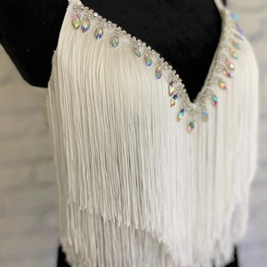 Boho Rhinestones and White Fringe Bra Top - Etsy