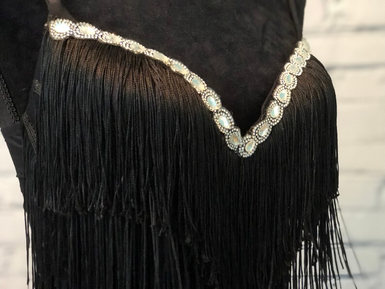 Boho Rhinestones and Black Fringe Rave Top - Etsy