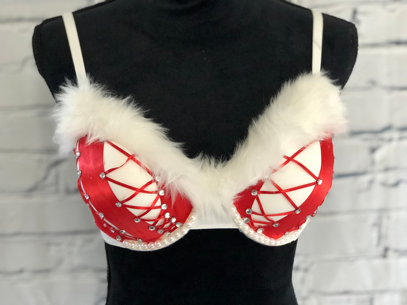 Red & White Sexy Santa Christmas Rave Bra - Etsy