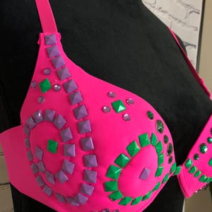 Pink Neon Rave Bra - Perfect for Any Rave Outfit, Edm Bra, Exotic Dance ...