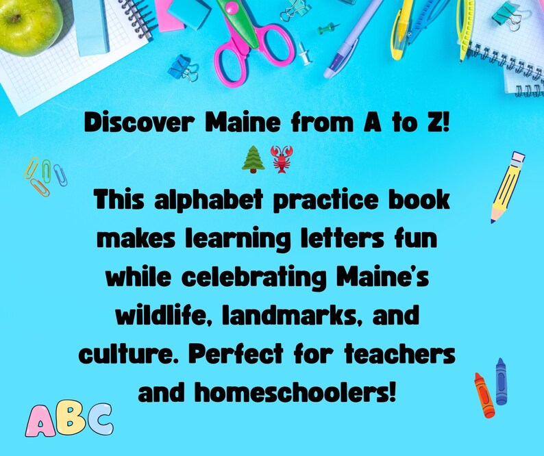 Maine Themed Alphabet Practice Book | Printable Handwriting Worksheets ...