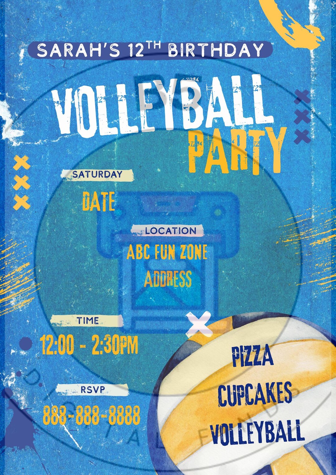 Volleyball Party Invitation - Etsy
