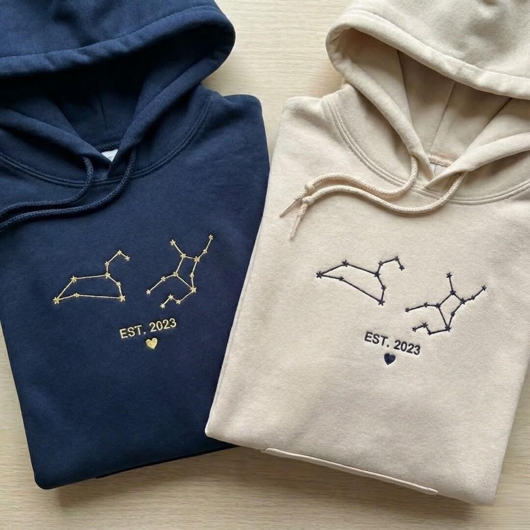 Custom Couple Constellation Hoodie, Connected Zodiac Signs Sweatshirt ...