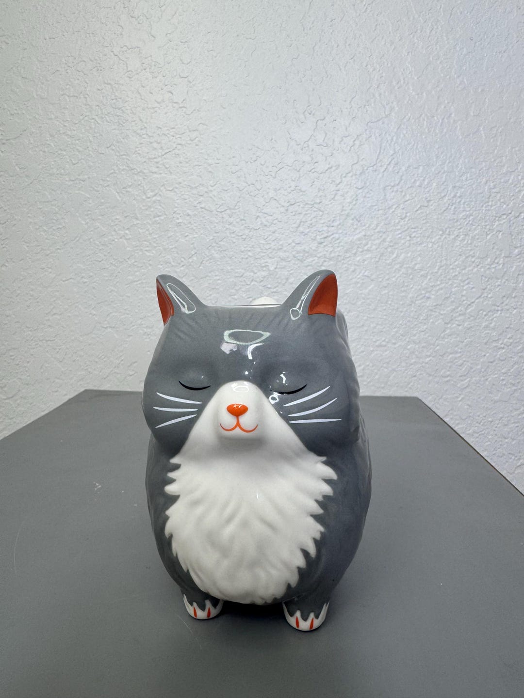 Hallmark Cat Mug: Grey & White Ceramic Kitty Cup, Orange Nose - Etsy