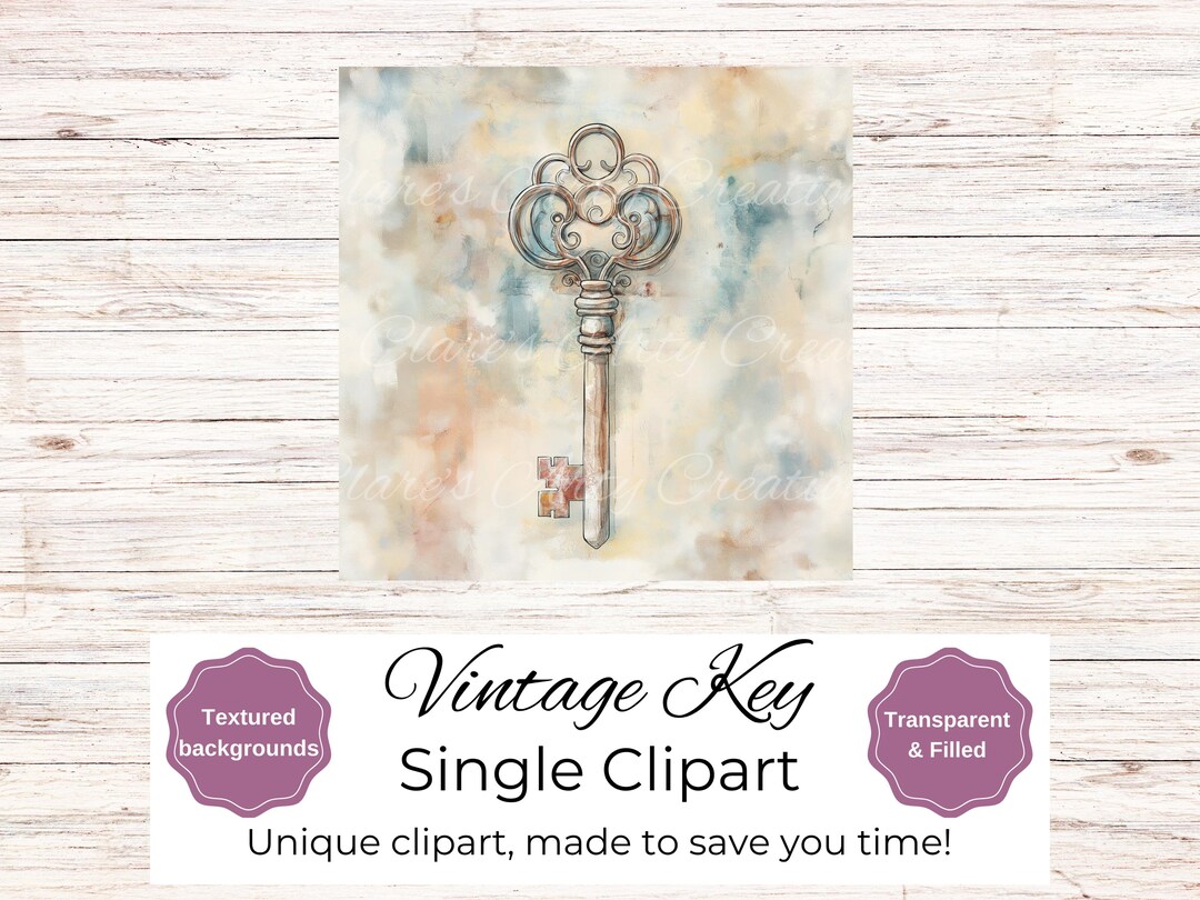 Vintage Watercolor Key Clipart, Junk Journal, Scrapbooking (PNG Digital ...