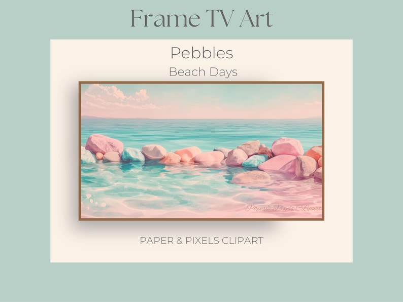 Pebbles Samsung TV Frame Art, Coastal Pebble TV Art | Beach Frame TV ...