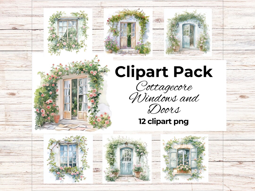 Cottagecore Flower Windows and Doors PNG Clipart Pack (commercial Use ...