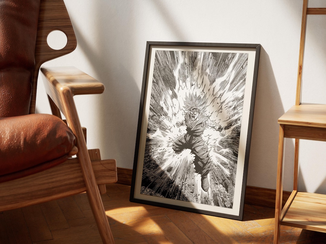 Shonen Anime Power up Poster | Black & White Energy Blast Wall Art - Etsy
