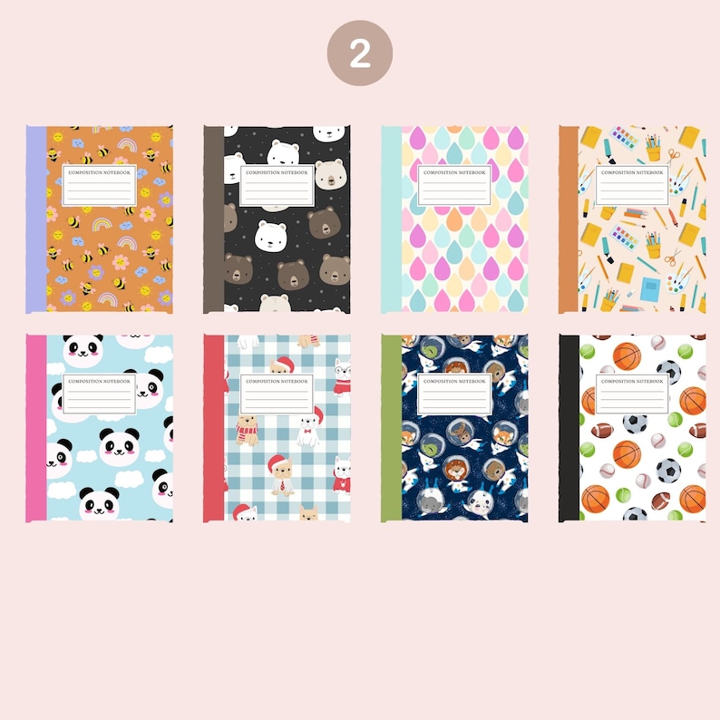 26 Editable Composition Notebook Covers Bundle: Fun Designs, Canva ...