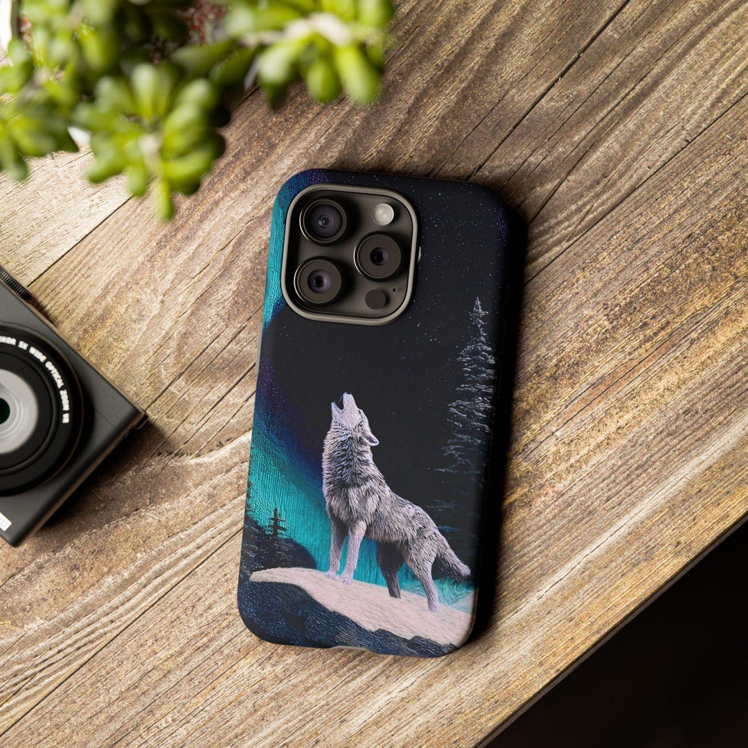 Howling Wolf Night Sky Phone Case | Tough Cases, Faux Embroidery Design ...