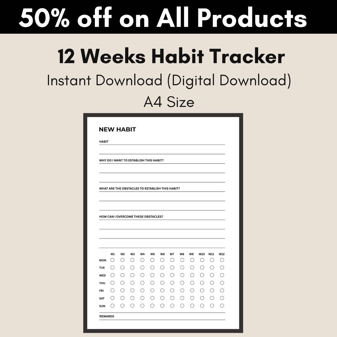 12 Week Minimal Habit Tracker Bundle (digital Download) - Etsy Australia